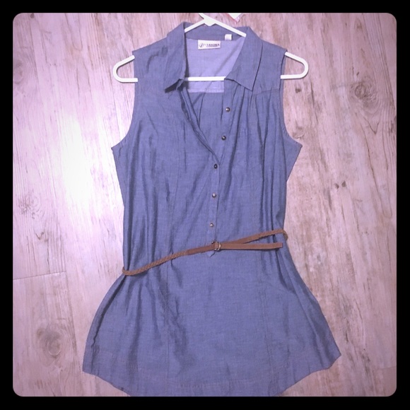 Versona | Tops | Nwt Denim Blouse W Belt | Poshmark